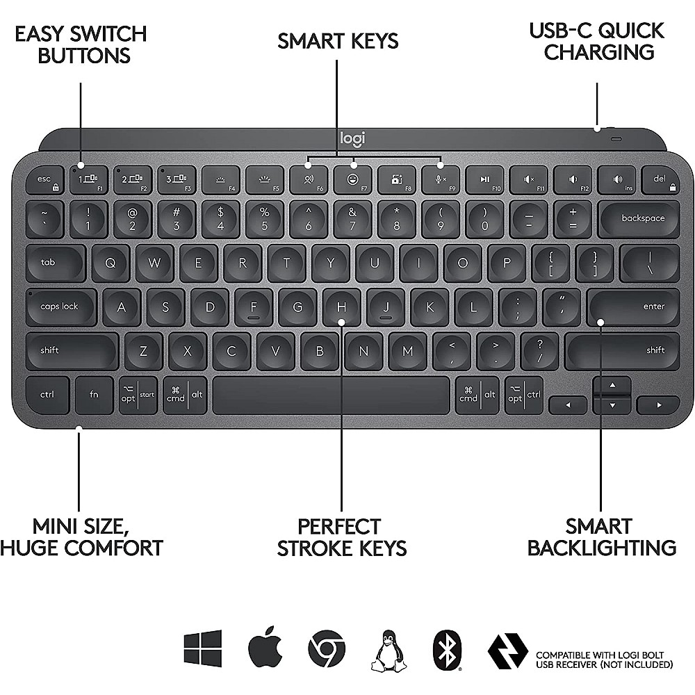Logitech MX Keys Mini Graphite Minimalist Wireless Keyboard Best Price in India