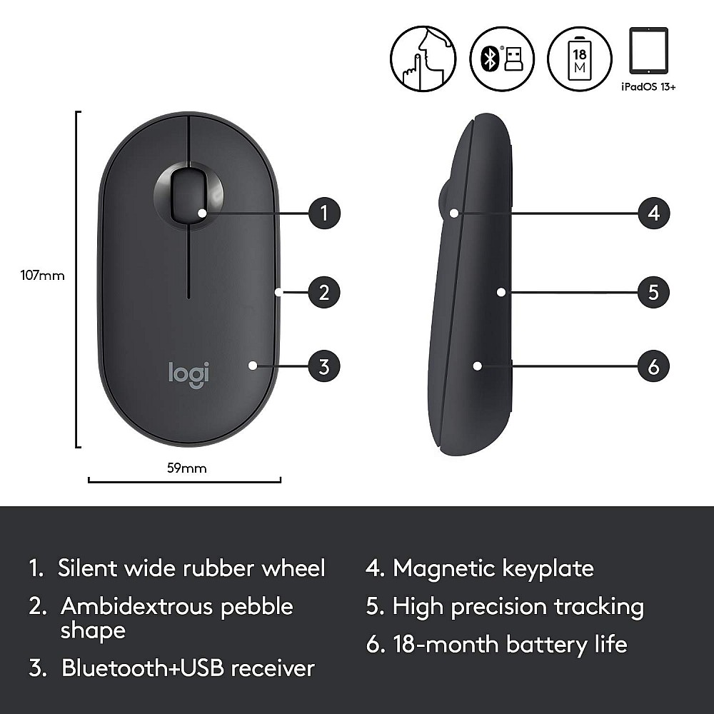 Logitech Pebble M350 Wireless Mouse (Graphite) Best Price in India