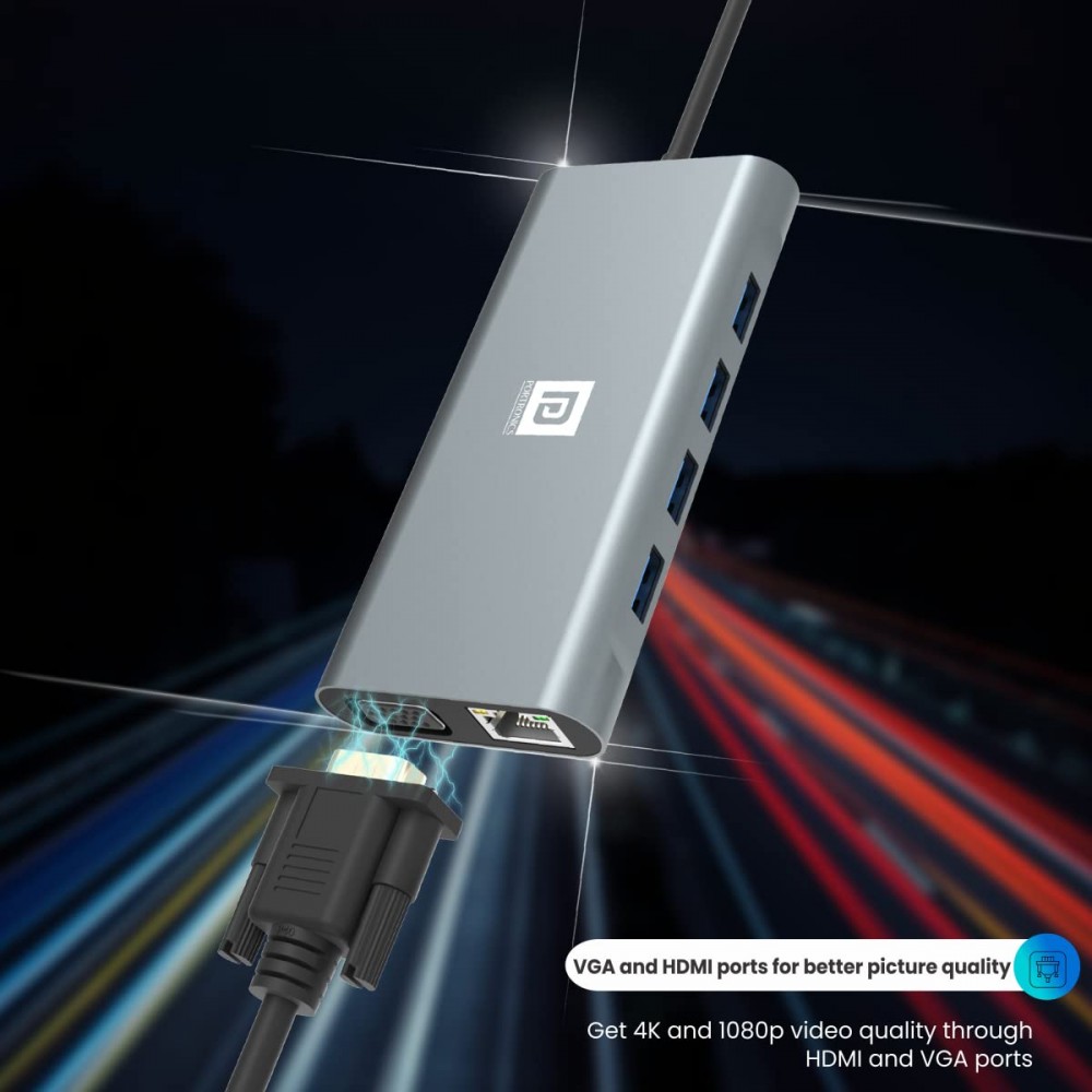 Portronics Mport 11C Type-C Docking Station Best Price in india (Mutiport)