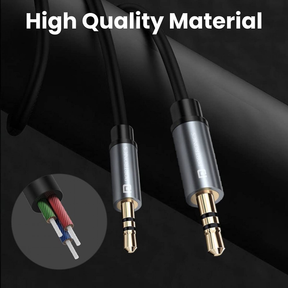 Portronics Konnect Aux 6 Spiral AUX Cable - 1.5 meter (POR-1261)