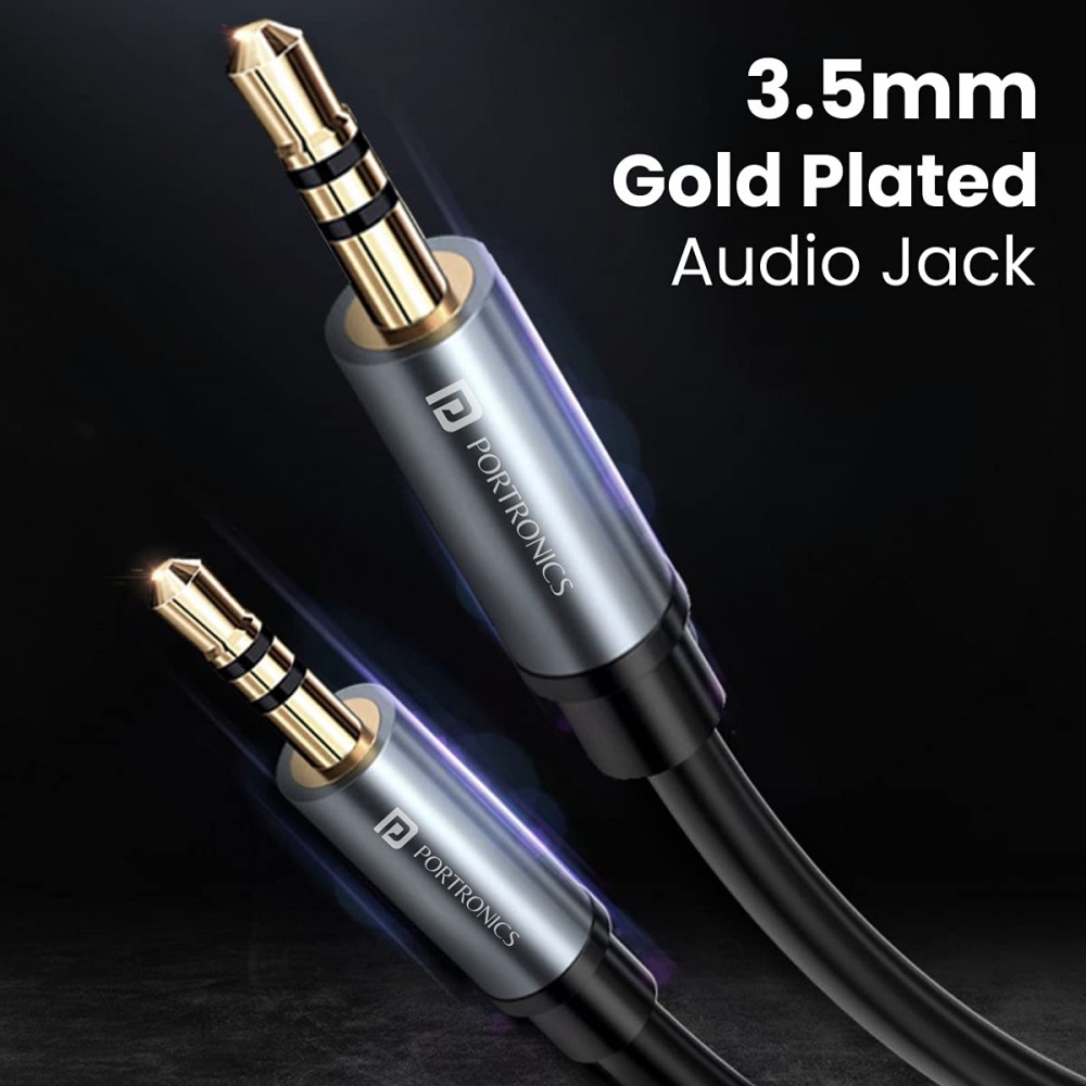 Portronics Konnect Aux 6 Spiral AUX Cable - 1.5 meter (POR-1261)