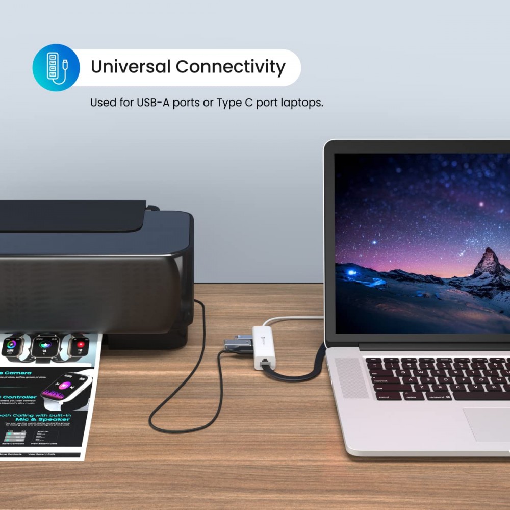 Portronics Mport 60 4-in-1 Multiport Type C/USB Hub with LAN Adapter ...