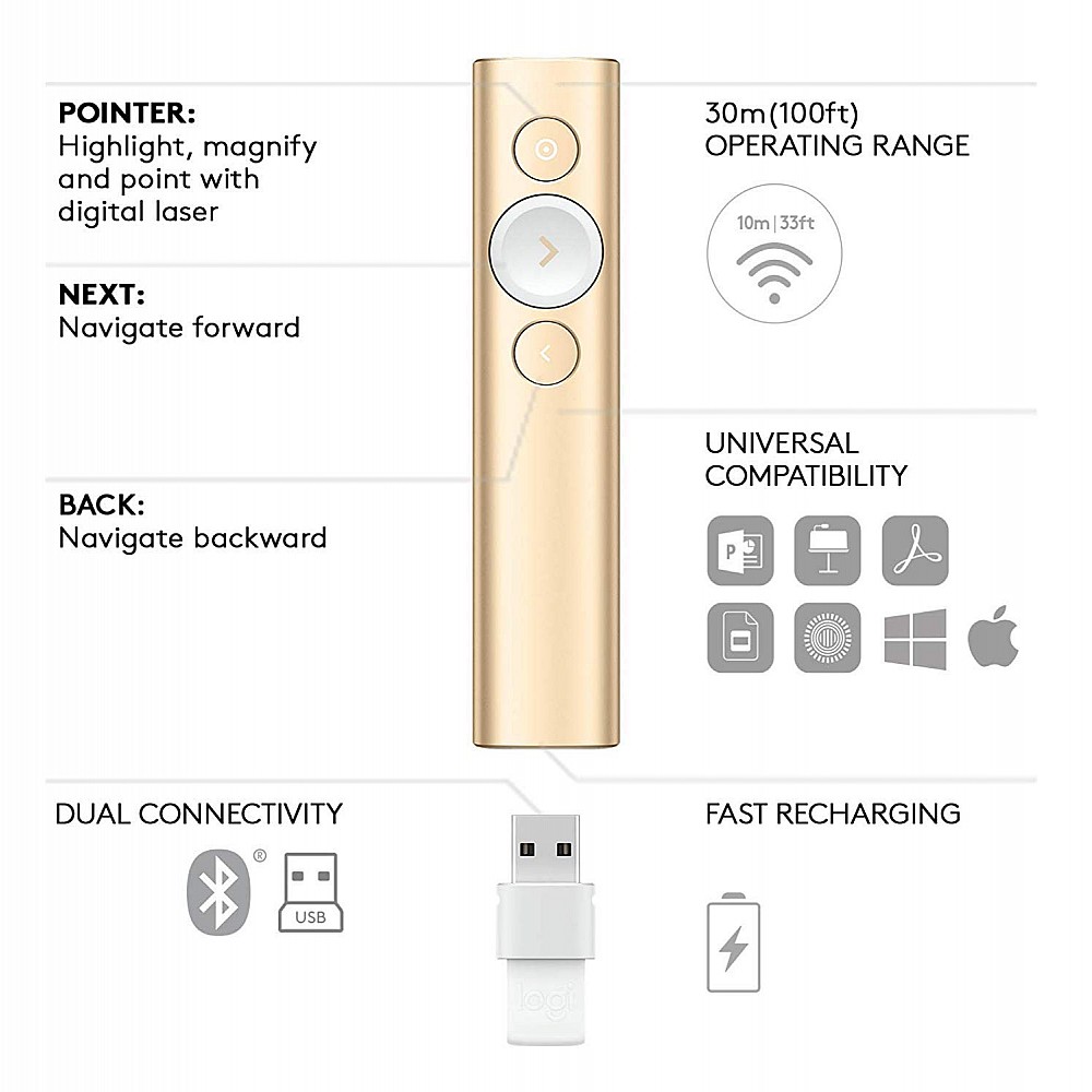 Logitech Spotlight (Gold) Laser Presentation Remote Best Price in India