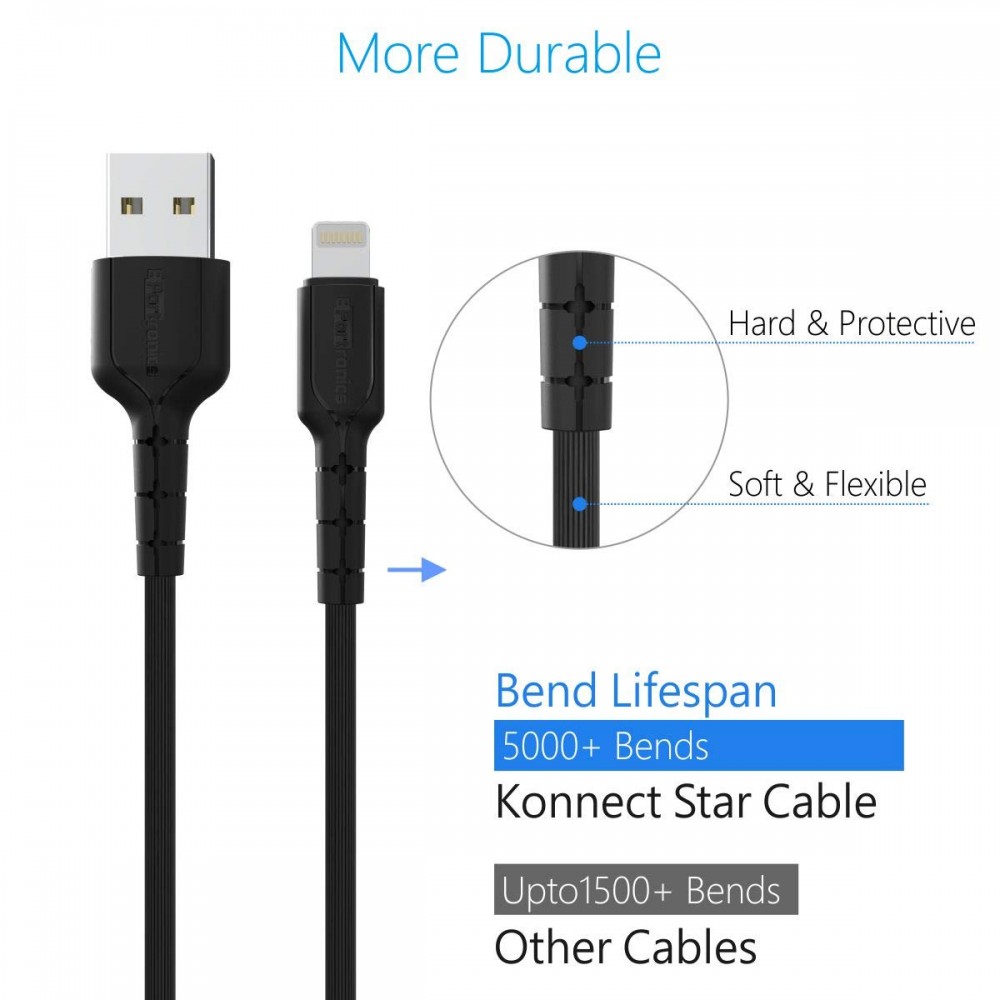Portronics Konnect Star Lightning Cable (POR-168) Lowest Price in India