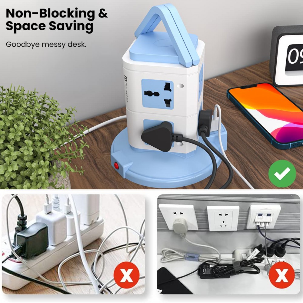 Portronics Power Plate 9 Power Converter with 3 USB Ports + 8 Power Sockets