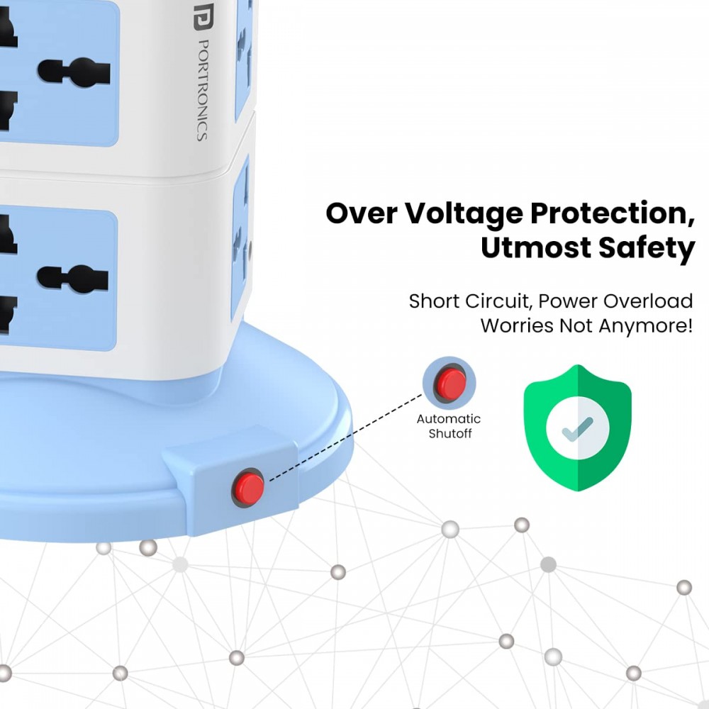 Portronics Power Plate 9 Power Converter with 3 USB Ports + 8 Power Sockets
