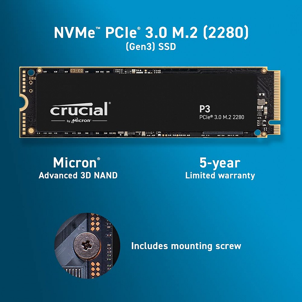 Crucial P3 1TB NVMe M.2 SSD Best Price in India on Thevaluestore.in|CT1000P3SSD8