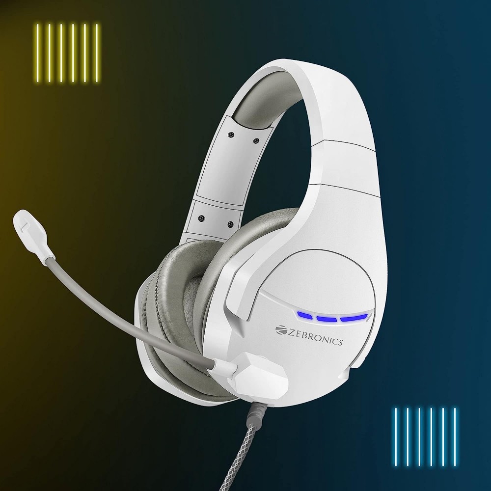 Zebronics Crusher USB Gaming Wired Headphone White Best Price in India