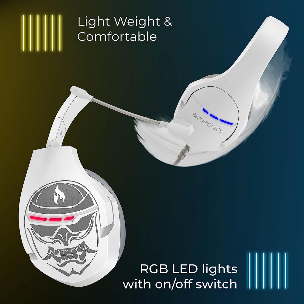 Zebronics Crusher USB Gaming Wired Headphone White Best Price in India