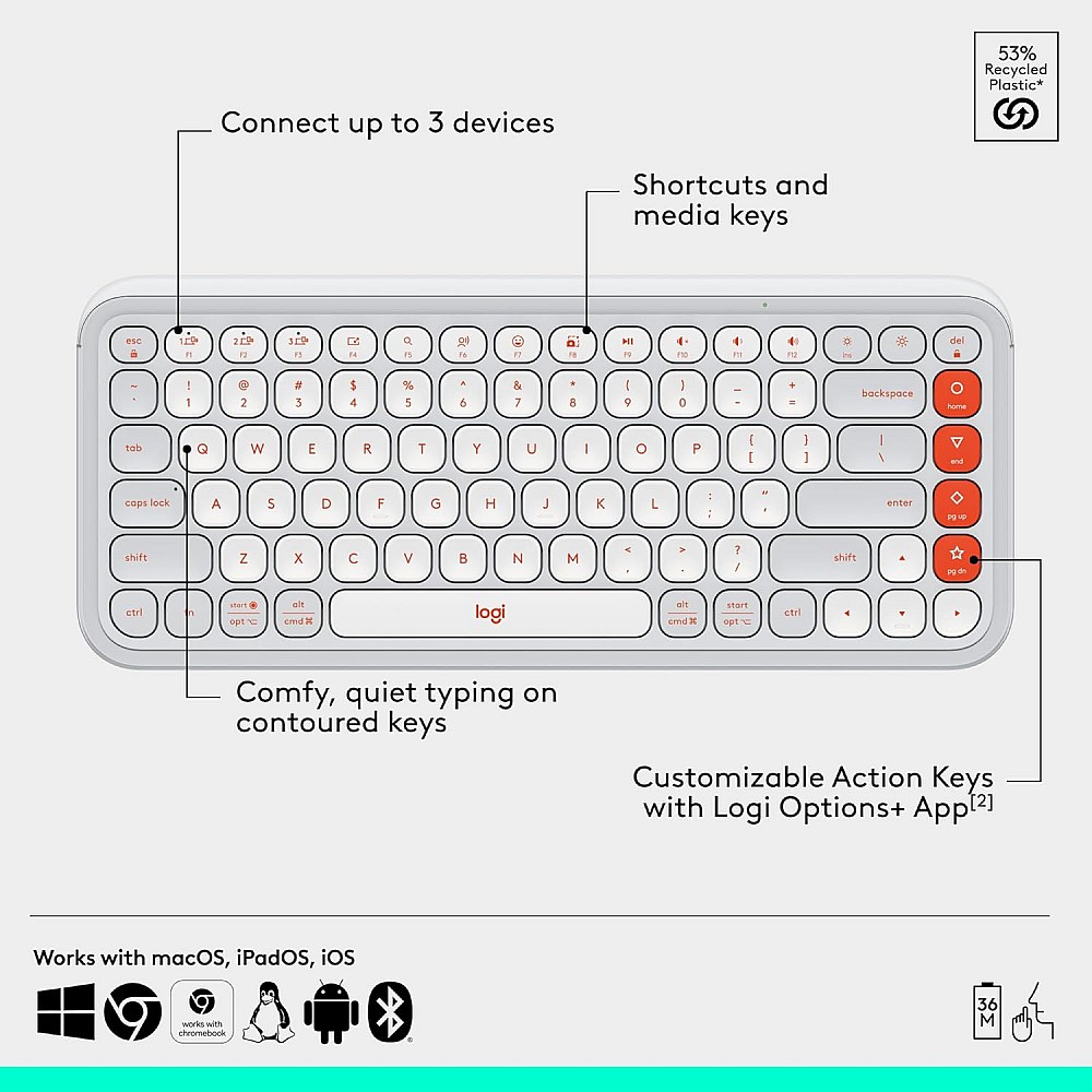 Logitech POP ICON Combo (Off White) Best Price in India on Thevaluestore.in