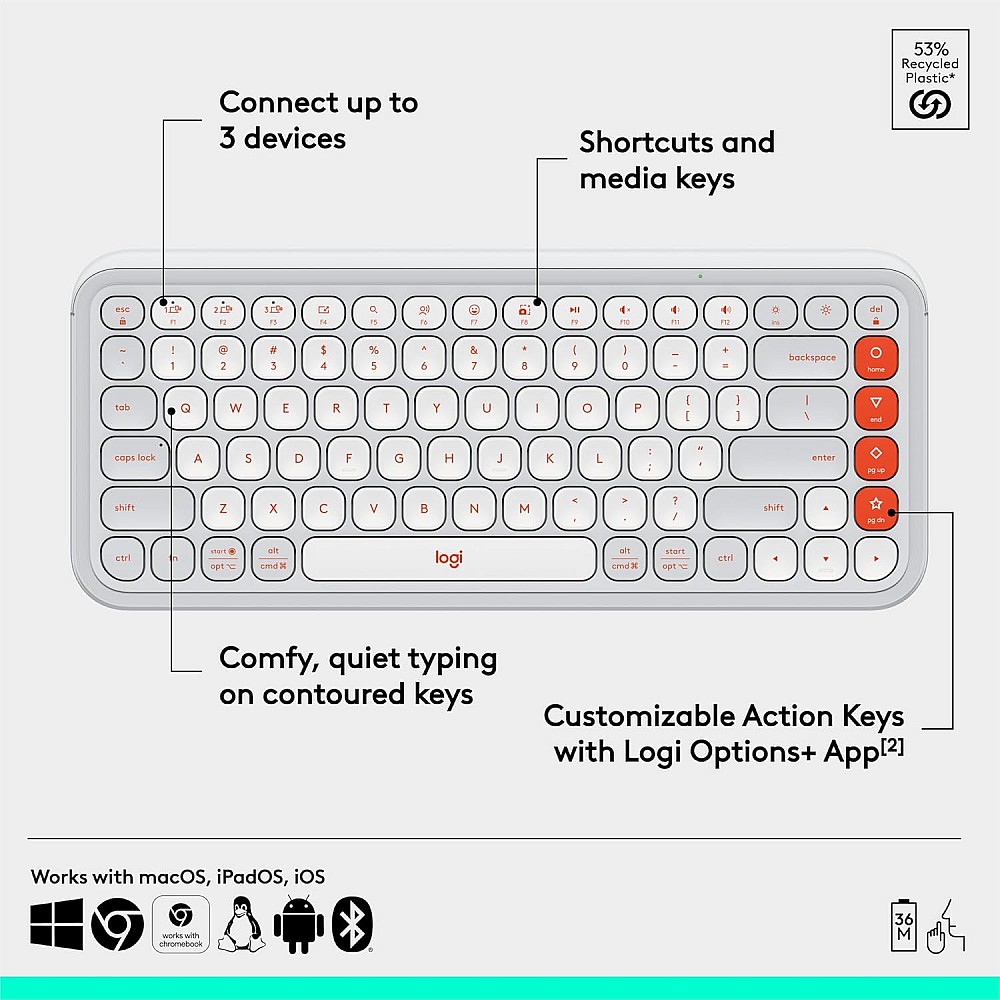 Logitech POP Icon Keys Bluetooth Keyboard (Off White) Best Price in India