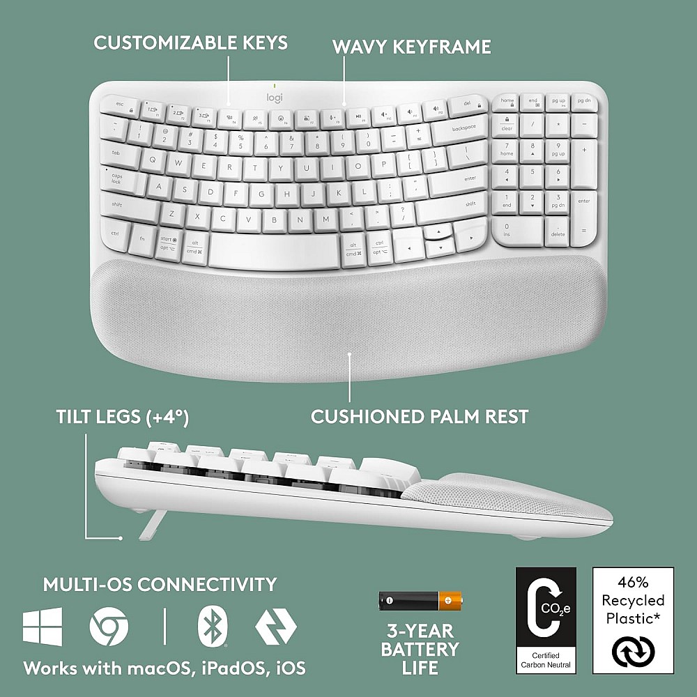 Logitech Wave Keys (Off White) Best Price in India (Wireless Ergonomic ...