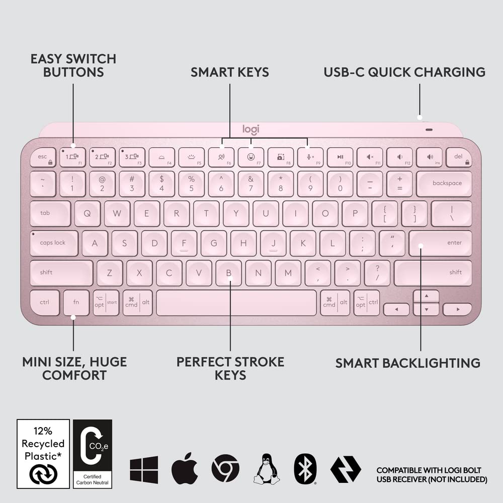Logitech MX Keys Mini (Rose) Wireless Keyboard Best Price in India