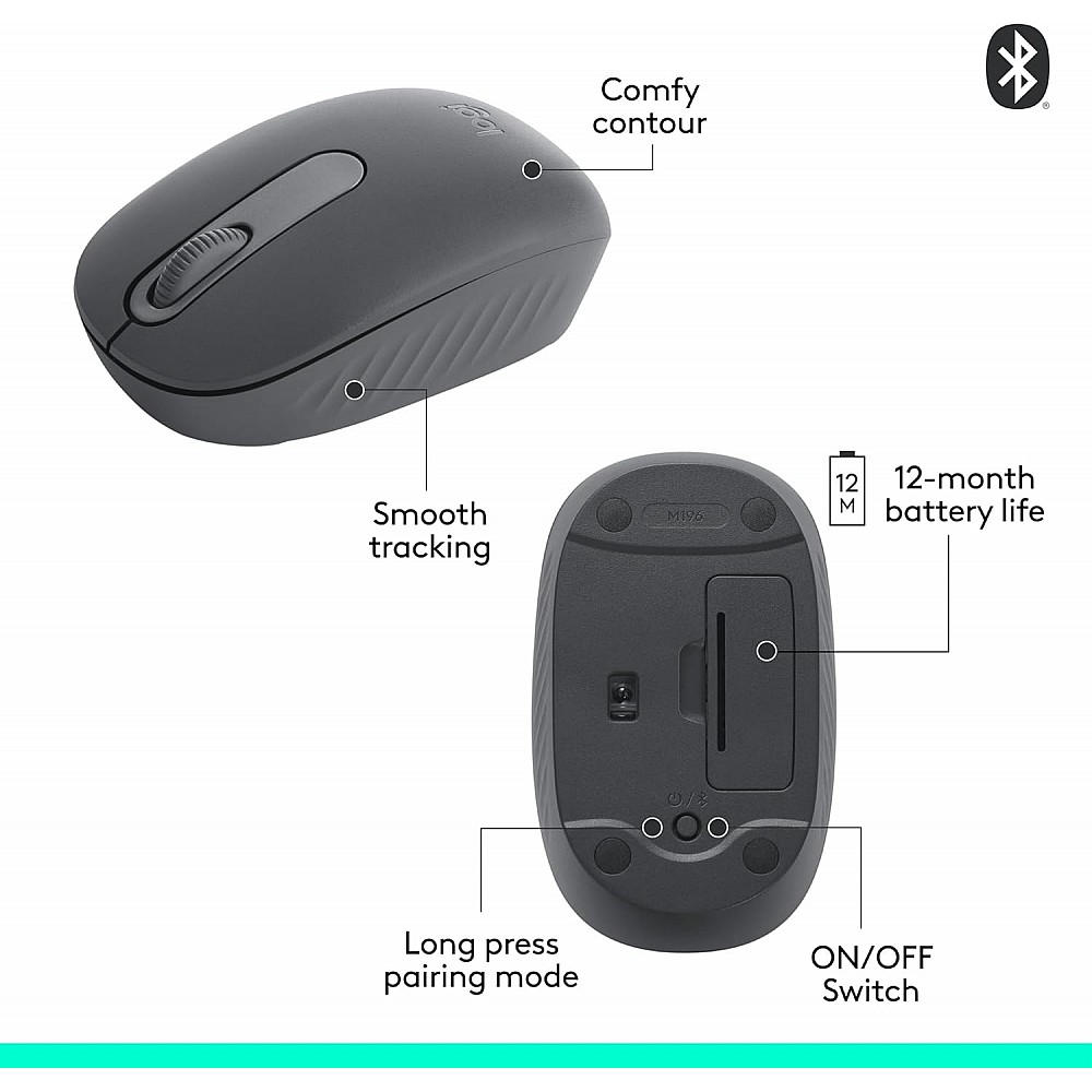 Logitech M196 Bluetooth Wireless Mouse Graphite Best Price in India @valuestore