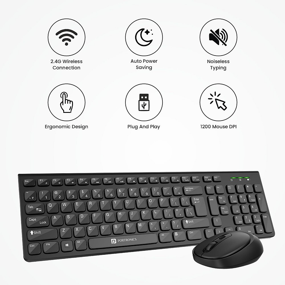 Portronics Key7 Wireless Keyboard And Mouse Best Price In India On Thevaluestore