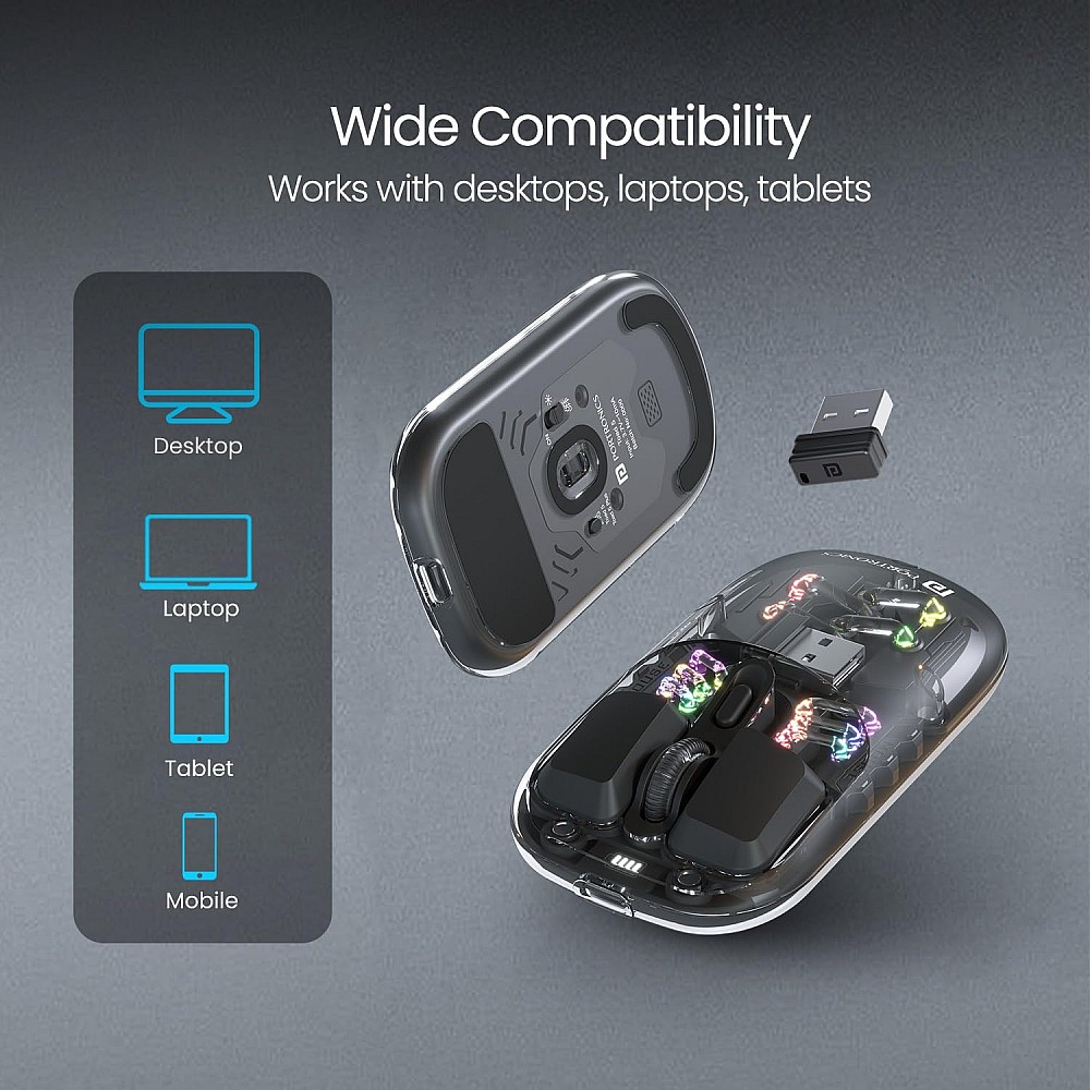 Portronics Toad 5 Transparent Mouse Best Price in India on Thevaluestore.in