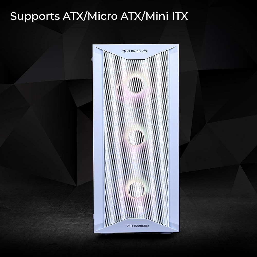 Zeb Invader White Mid-Tower Gaming Cabinet Best Price in India on ...