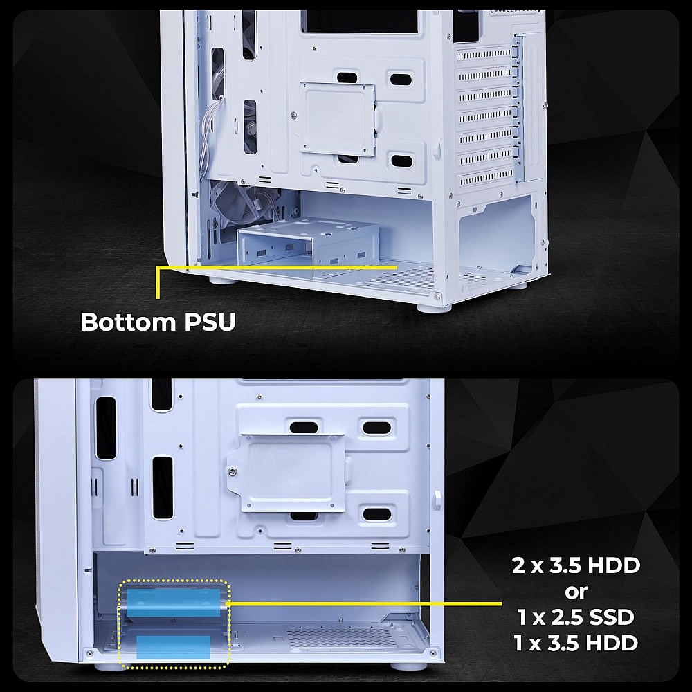 Zeb Invader White Mid-Tower Gaming Cabinet Best Price in India on ...