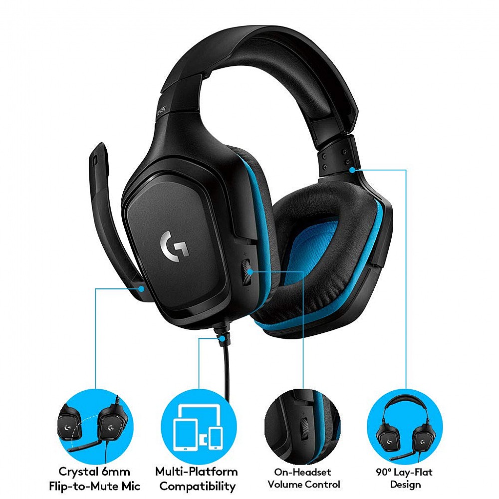 Logitech G431 Wired Over Ear Headphones 7.1 with Mic Best Price in India