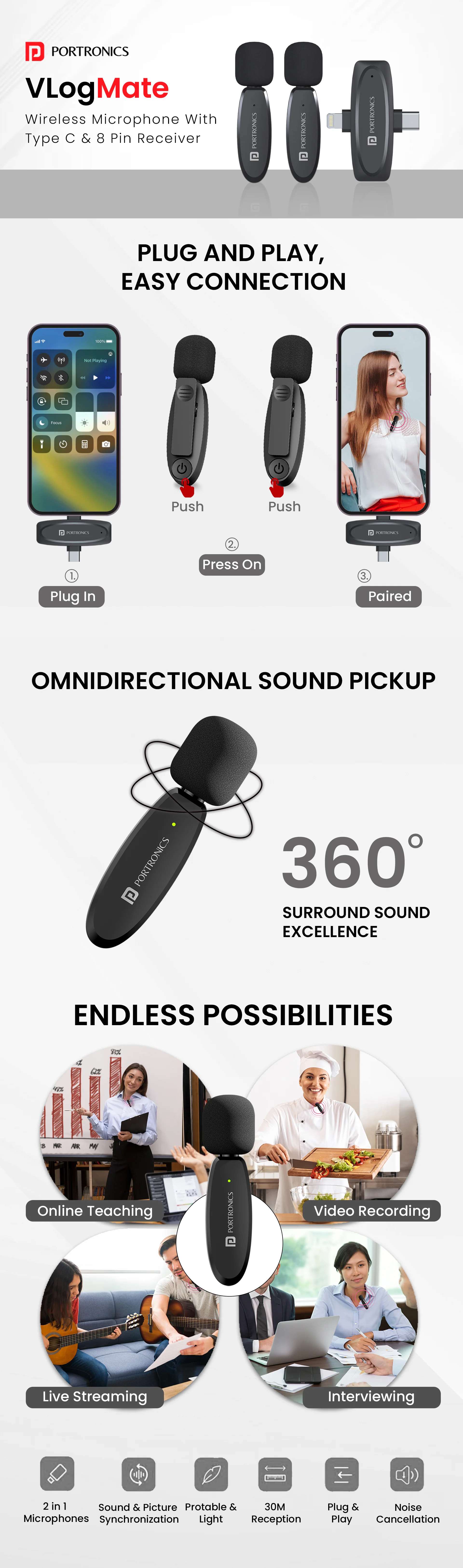 Portronics Vlogmate Wireless Microphone Best Price in India on ...