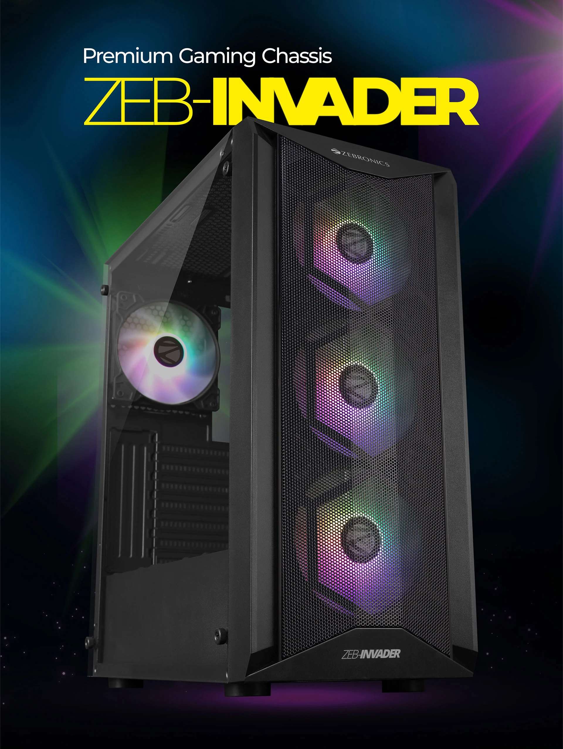 Zeb Invader Black Mid-Tower Gaming Cabinet Best Price in India on ...
