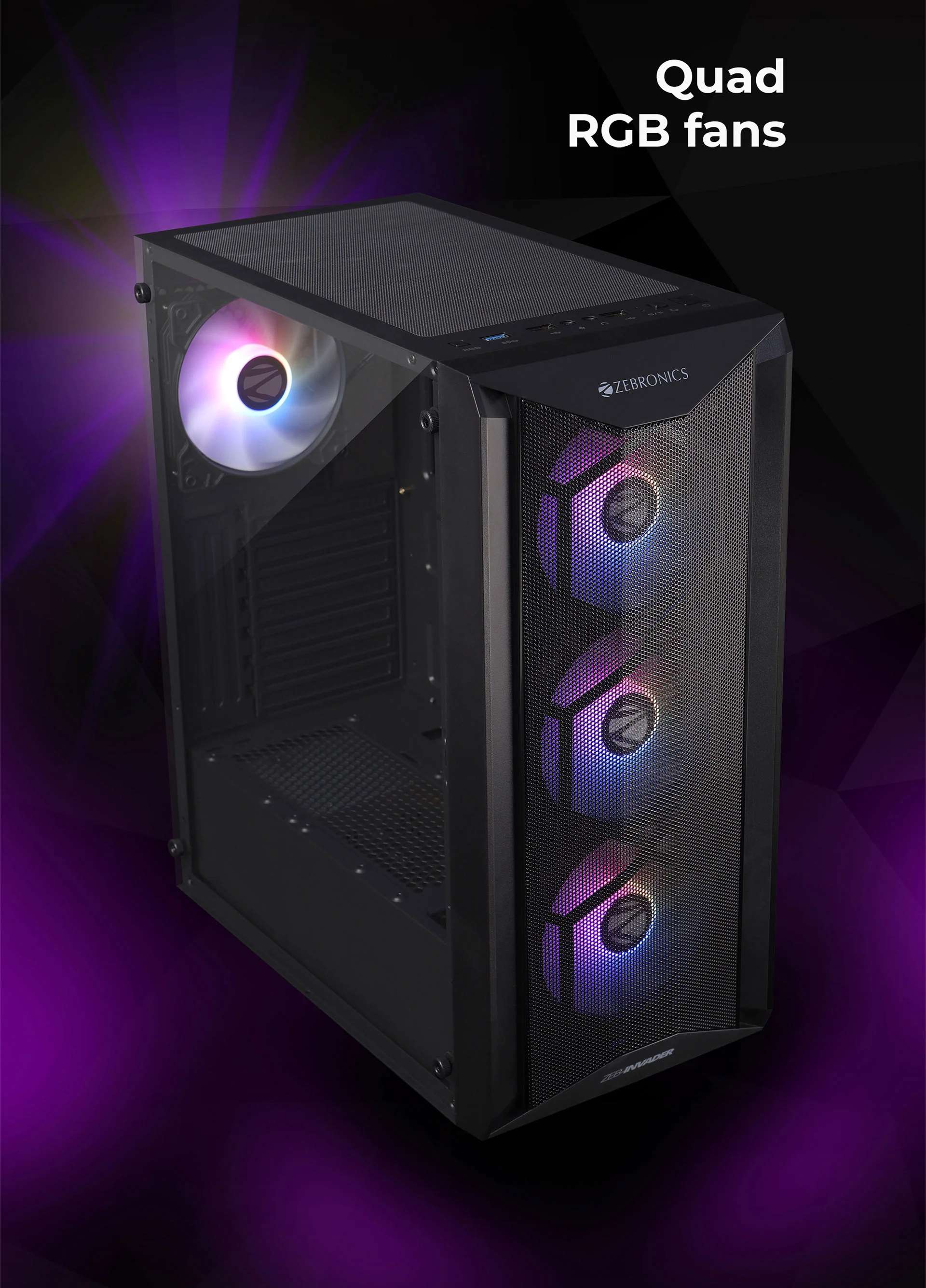 Zeb Invader Black Mid-Tower Gaming Cabinet Best Price in India on ...
