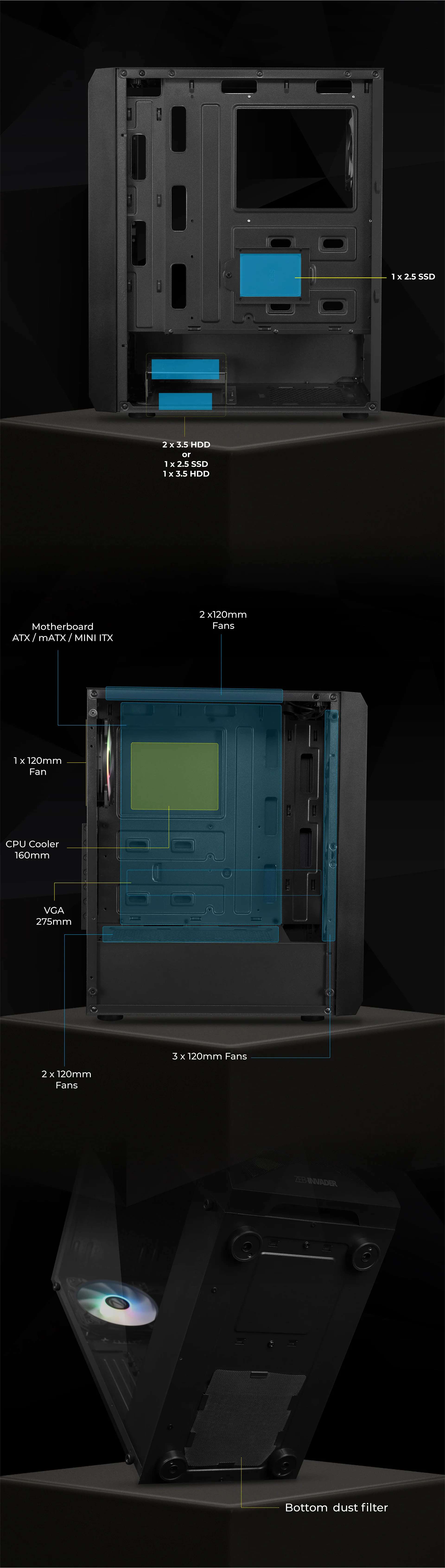 Zeb Invader Black Mid-Tower Gaming Cabinet Best Price in India on ...