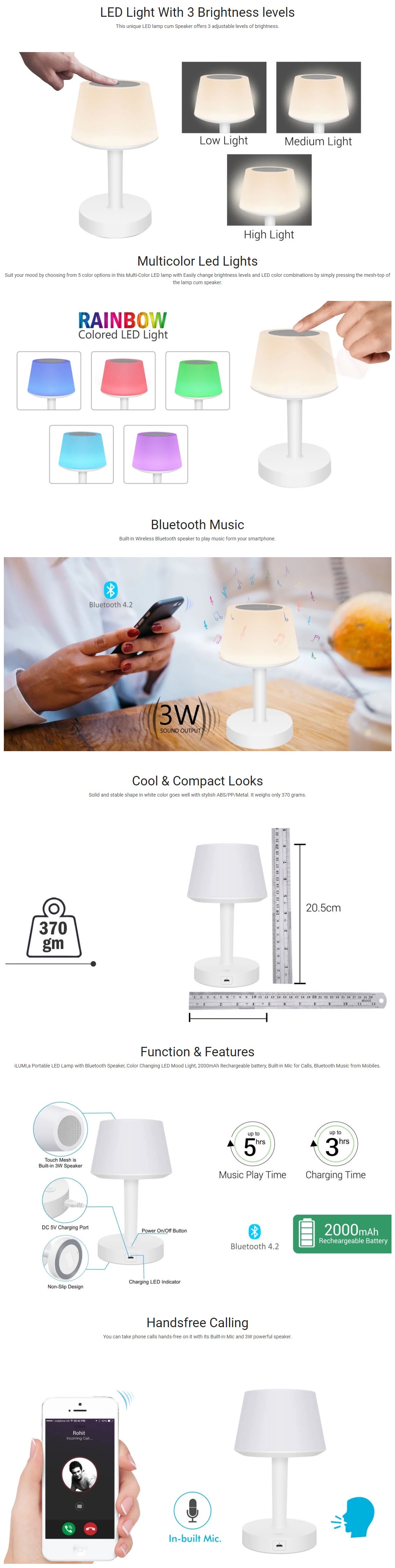 Gifting | Portronics iLUMI Multicolor LED Lamp/ Speaker at thevaluestore.in